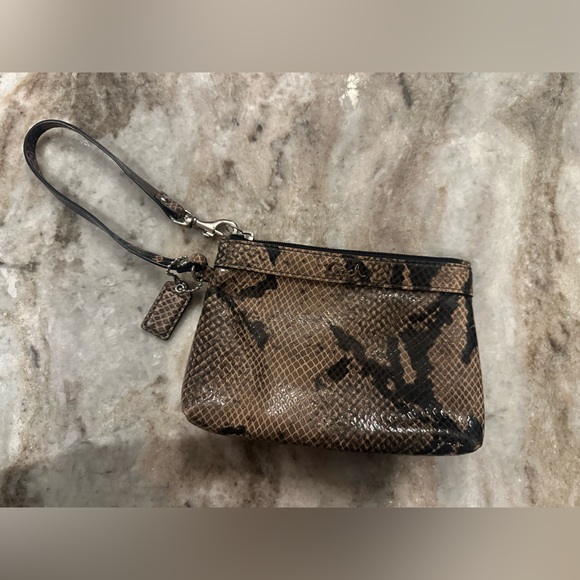 Coach | Bags | Coach Snack Skin Black And Grey Wristlet | Poshmark